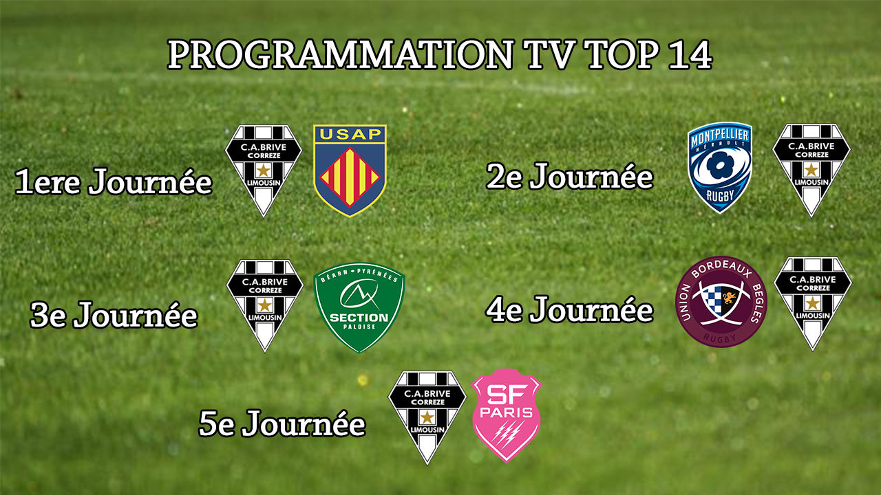 La programmation TV de la J1, J2, J3, J4 et J5 du Top 14 - AllezBriveRugby