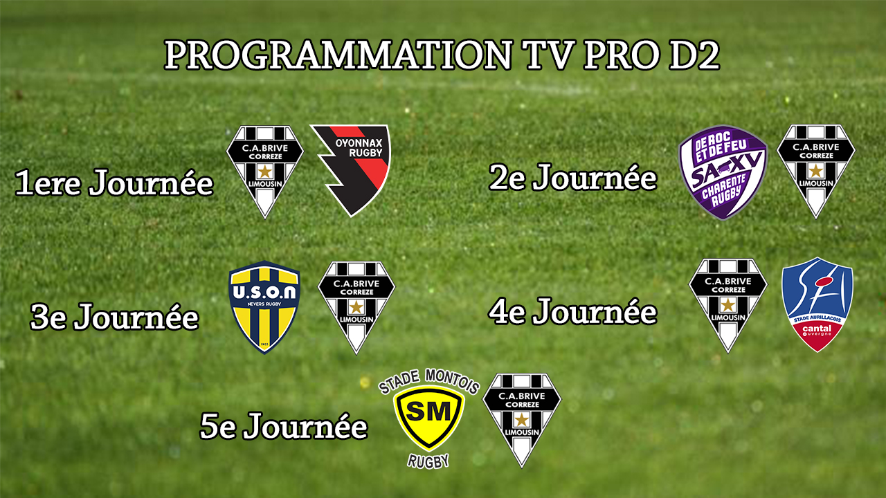 La programmation TV des J1, J2, J3, J4 et J5 de la Pro D2 - AllezBriveRugby
