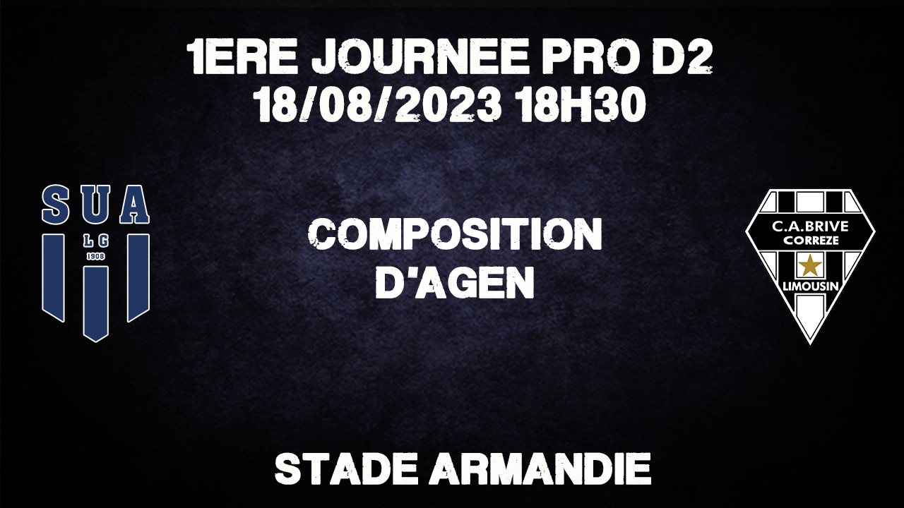 Pro D2 Agen - Brive : Composition du SUA - AllezBriveRugby