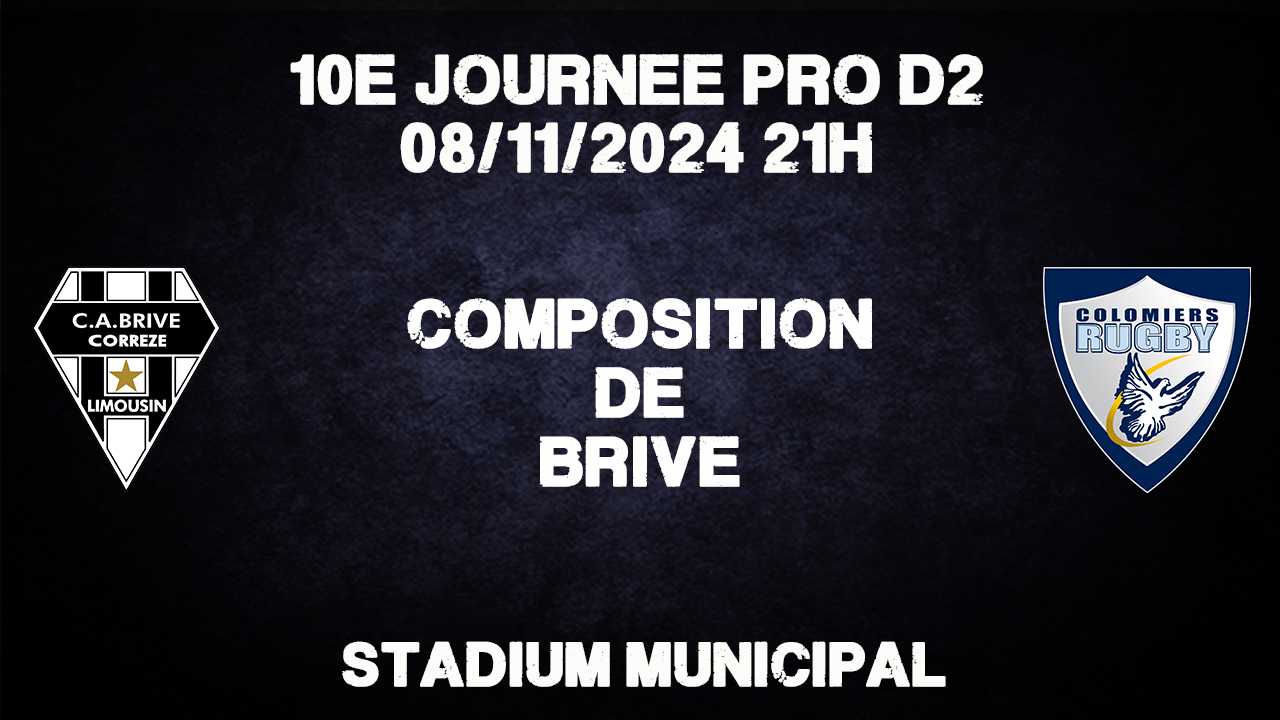 Pro D2 Brive - Colomiers : Composition du CABCL - AllezBriveRugby