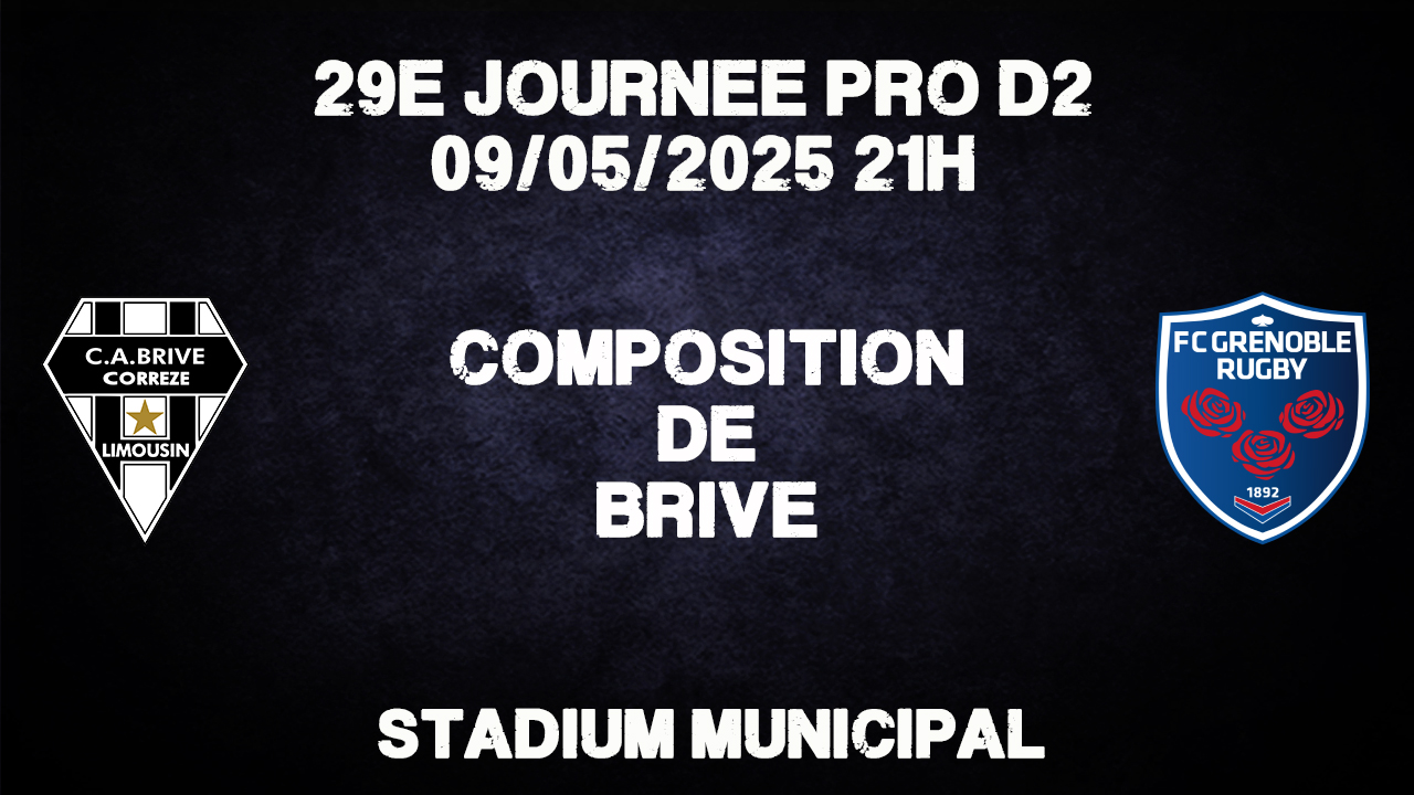 Pro D2 Brive - Grenoble : Composition du CABCL - AllezBriveRugby