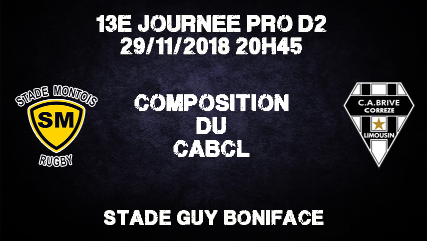 Pro D2 Mont de Marsan - Brive : Composition du CABCL - AllezBriveRugby